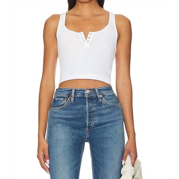 Re/Done | Tops | New Redone Henley Tank In Optic White | Poshmark